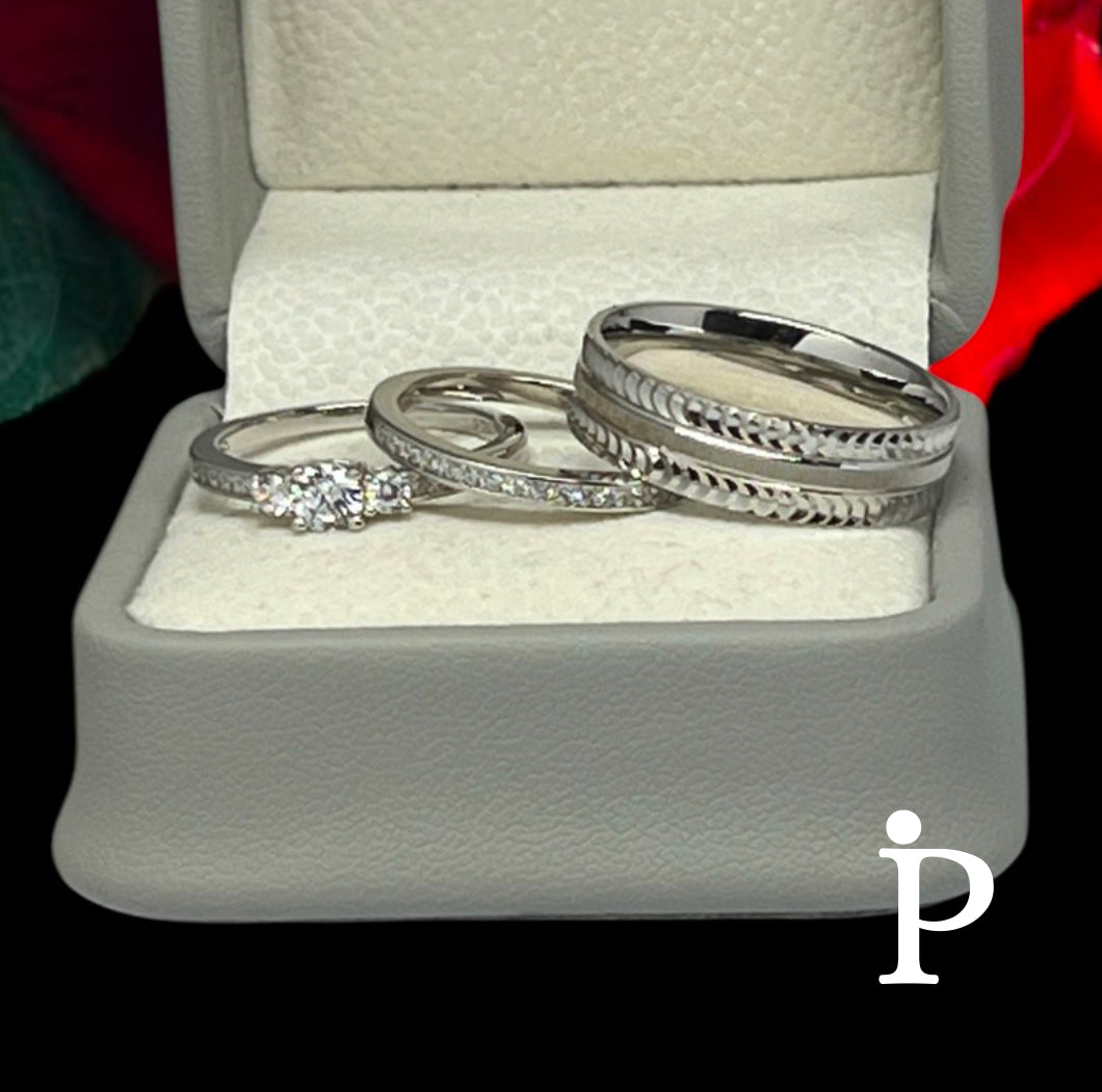 Sterling Silver Trio Wedding Ring Sets-SST-02– JoyeriaParis